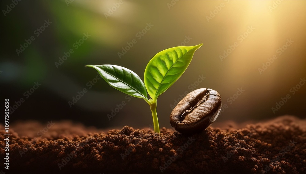 Coffee plant sprout emerges Stock Photo | Adobe Stock