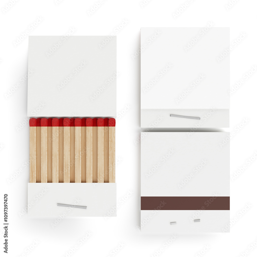White Book Matchbox Mockup Front and Back Side. 3d Rendering Stock ...