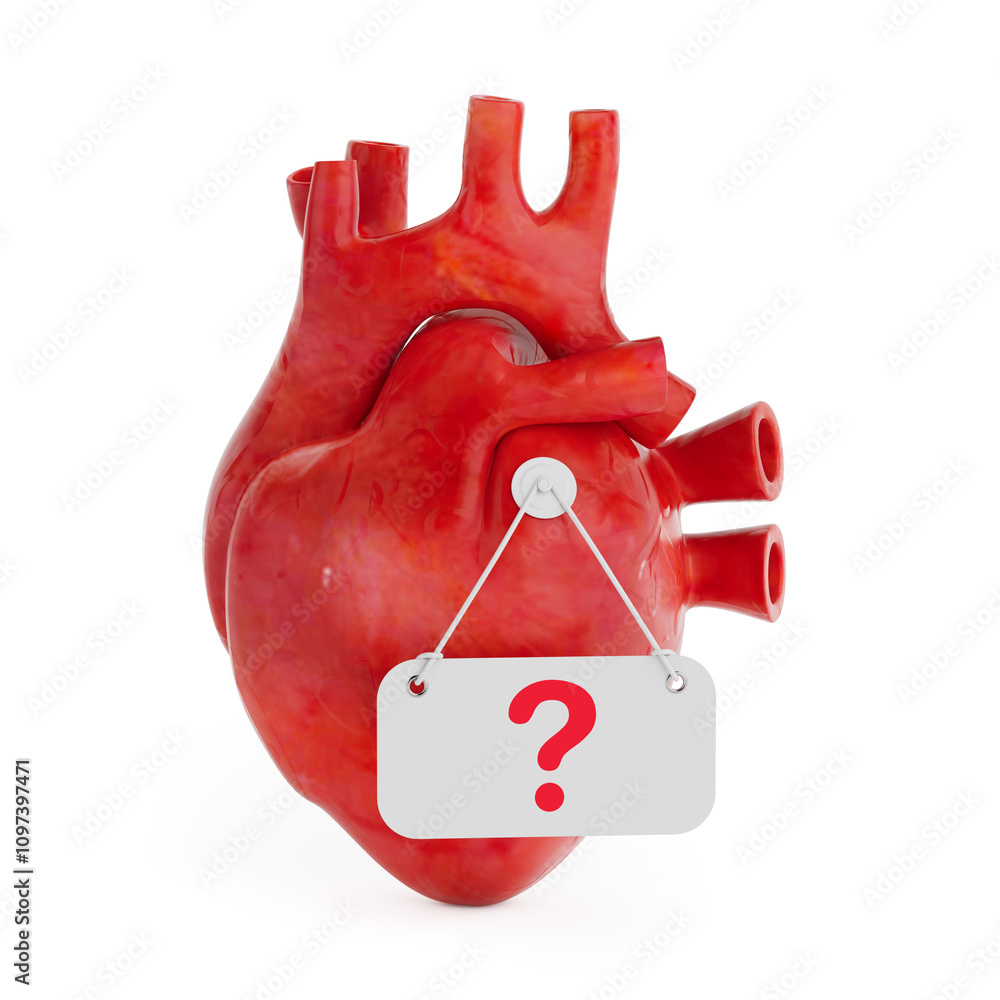 Human Heart Anatomy Internal Organ with Question Mark Sign. 3d ...