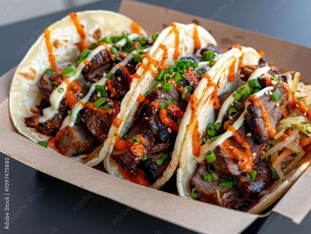 Savoring korean bbq tacos a street food delight with bulgogi beef ...