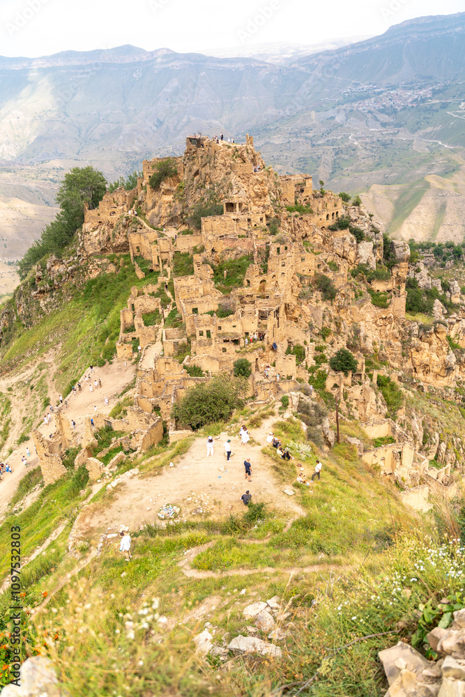 Dagestan Gamsutl. Ancient ghost town of Gamsutl old stone houses in ...