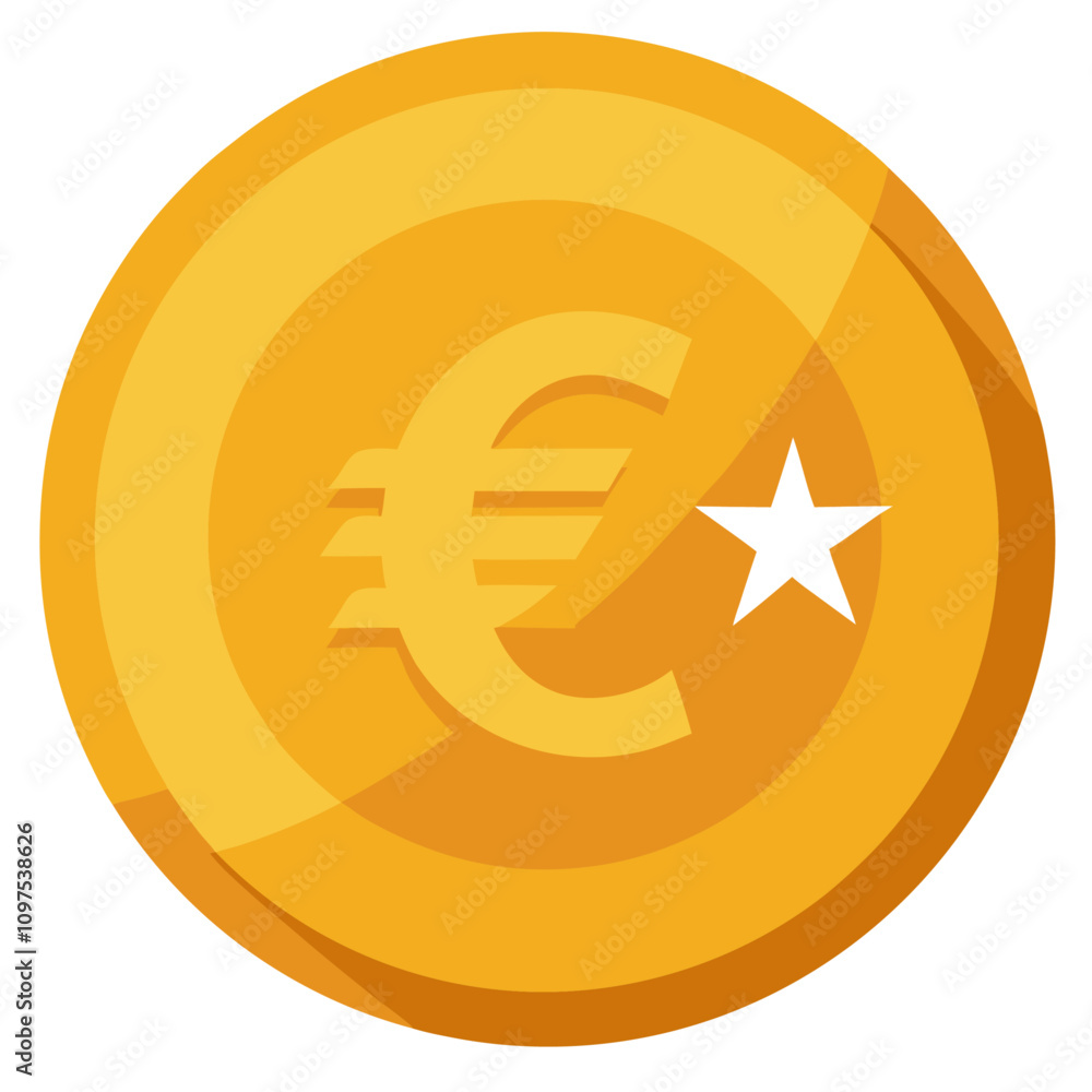 euro coin clipart cartoon Illustration drawing Stock Vector | Adobe Stock
