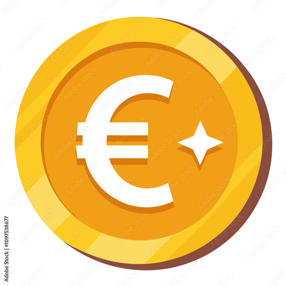 euro coin clipart cartoon Illustration drawing Stock Vector | Adobe Stock