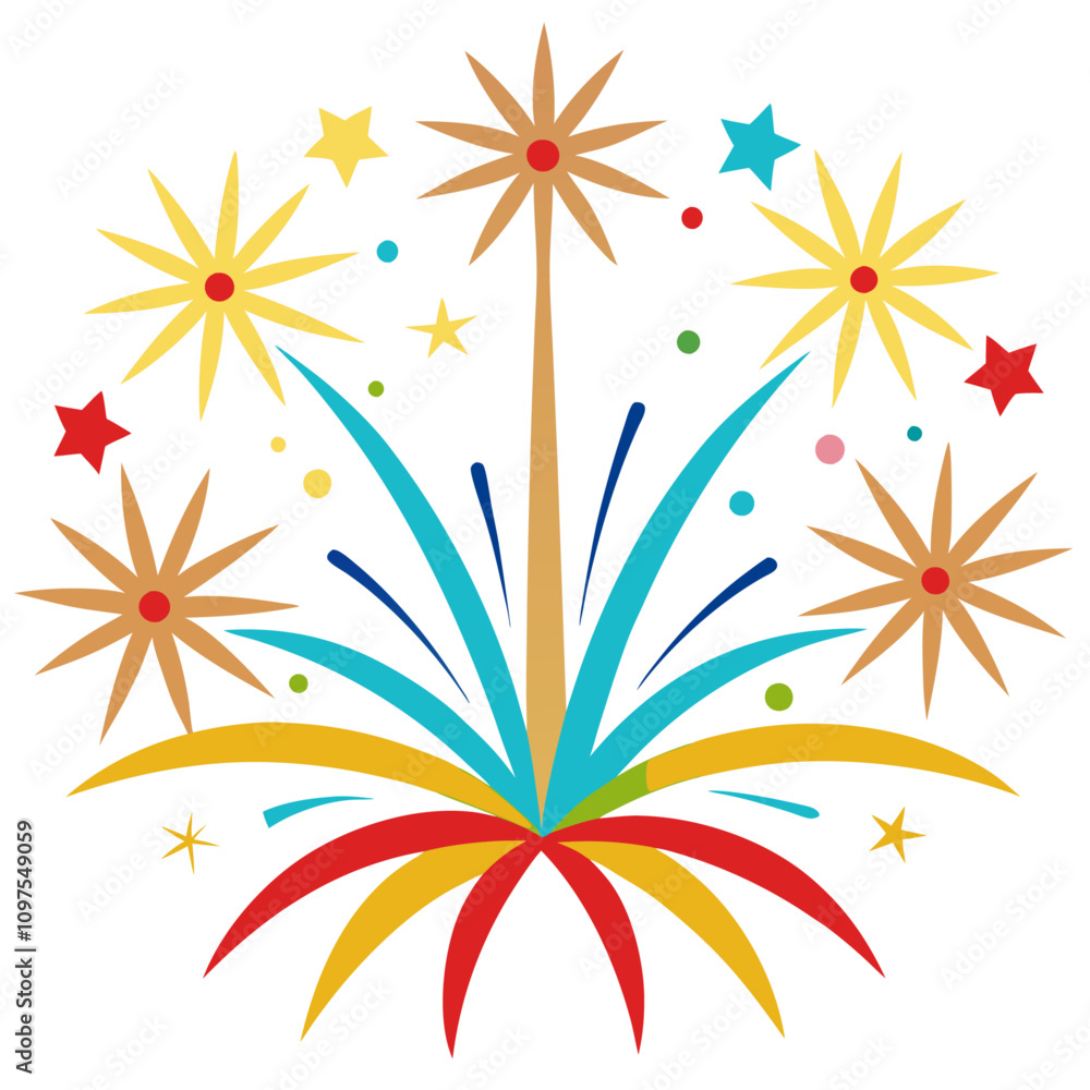fireworks clipart cartoon Illustration drawing Stock Vector | Adobe Stock