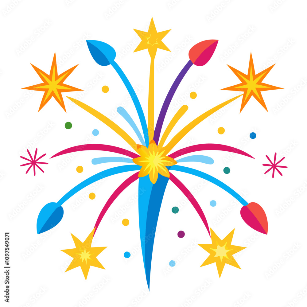 fireworks clipart cartoon Illustration drawing Stock Vector | Adobe Stock