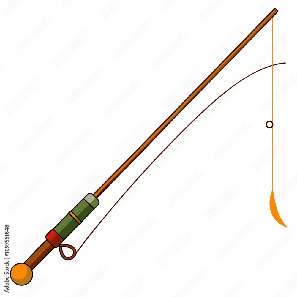fishing rod clipart cartoon Illustration drawing Stock Vector | Adobe Stock