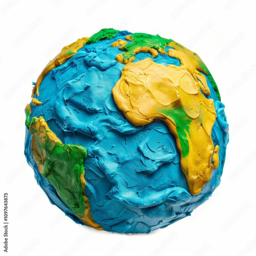 Colorful clay earth globe showing continents and oceans Stock Photo ...