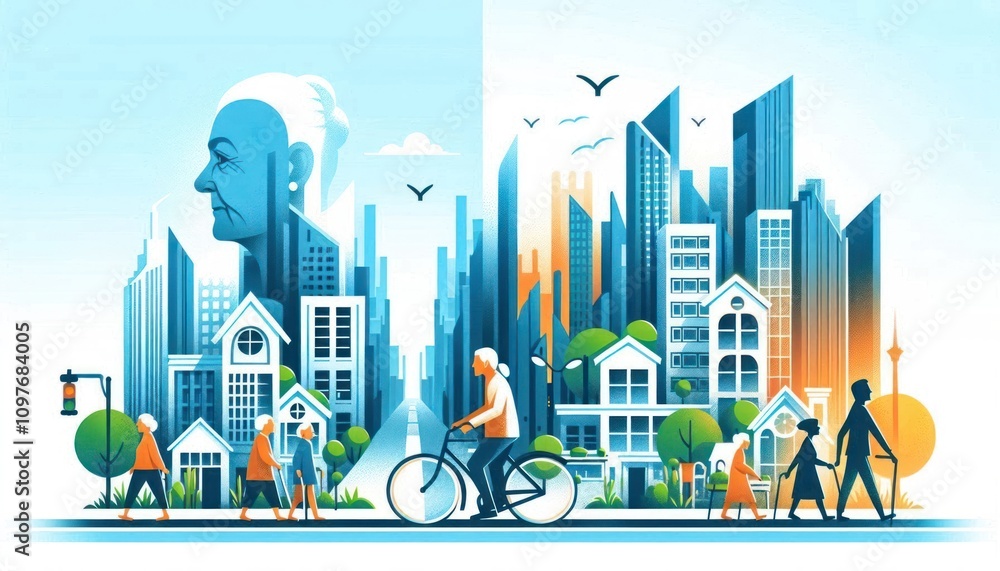 Conceptual illustration comparing age-friendly and youth-centric city ...