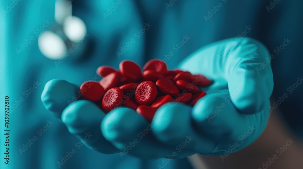 Healthcare professional holding blood cells laboratory medical image ...