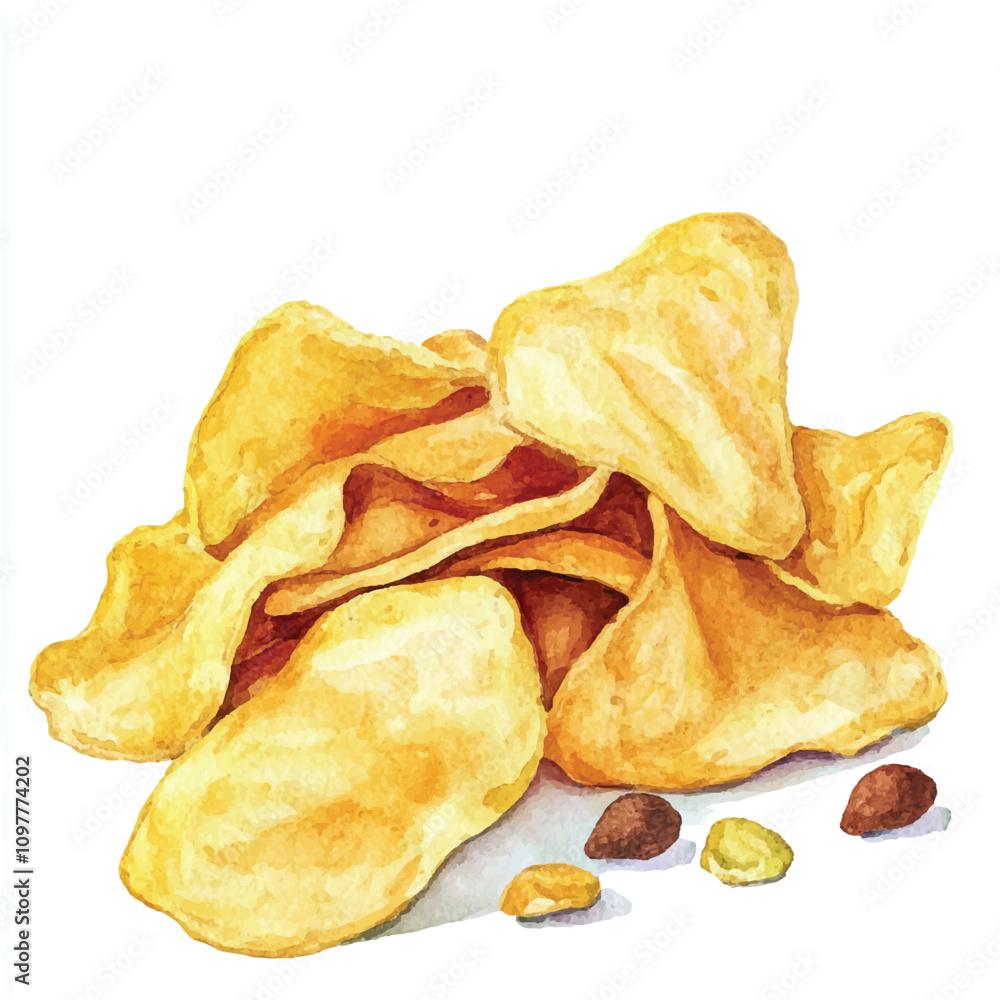 Potato chips watercolor clipart illustration Stock Vector | Adobe Stock