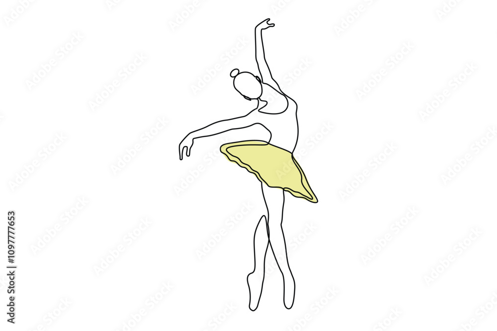 One continuous line drawing ballet dancer. Women dancing Ballerinas ...