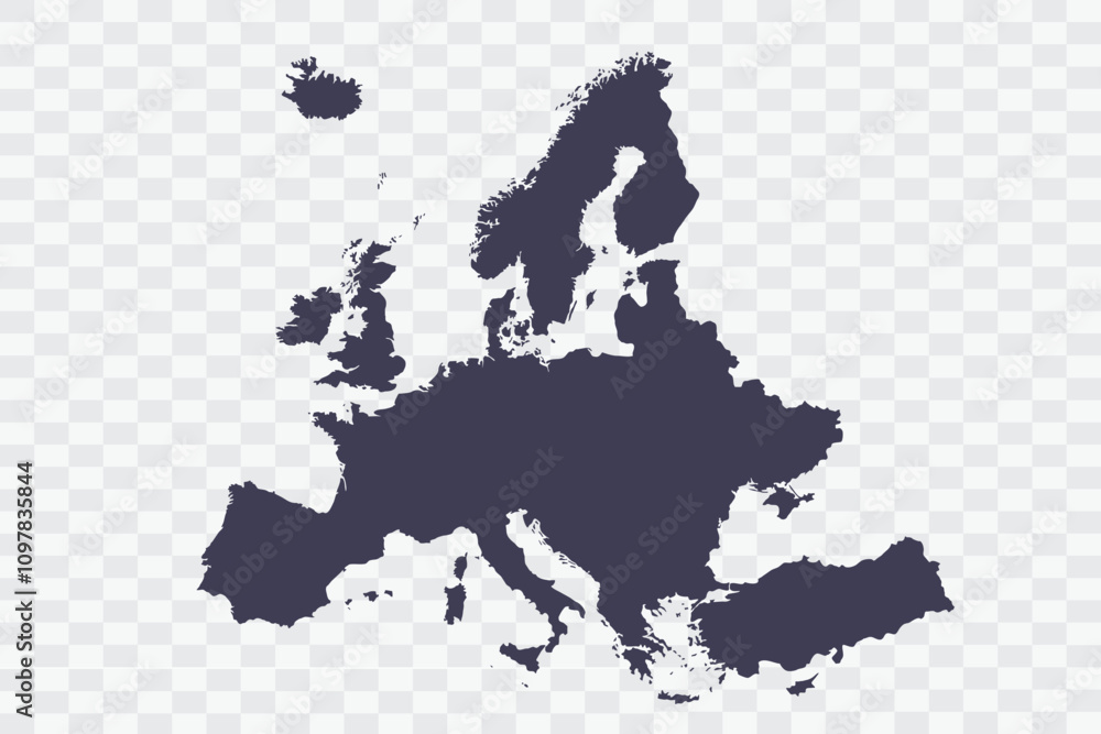 Europe Map Slate Color on White Background quality files Png Stock ...