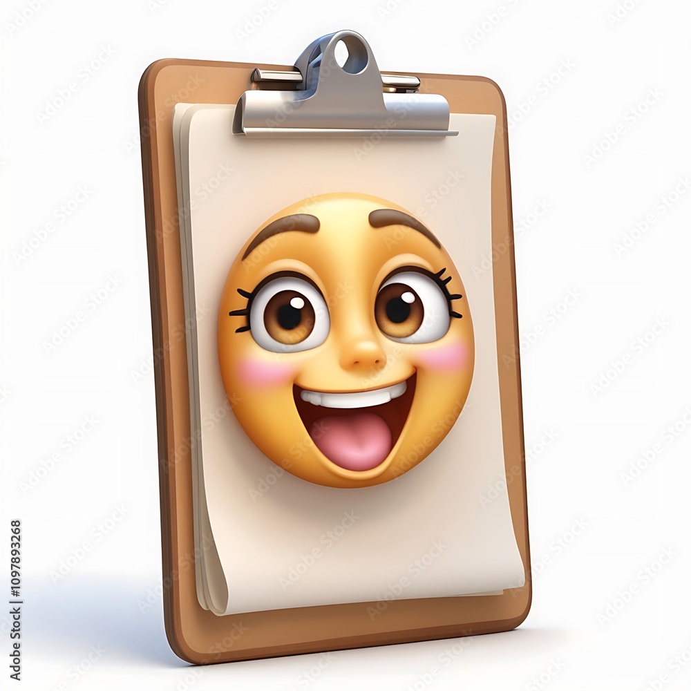 Clipboard Emoji Emoji , white background, cartoon 3d emoji Stock ...