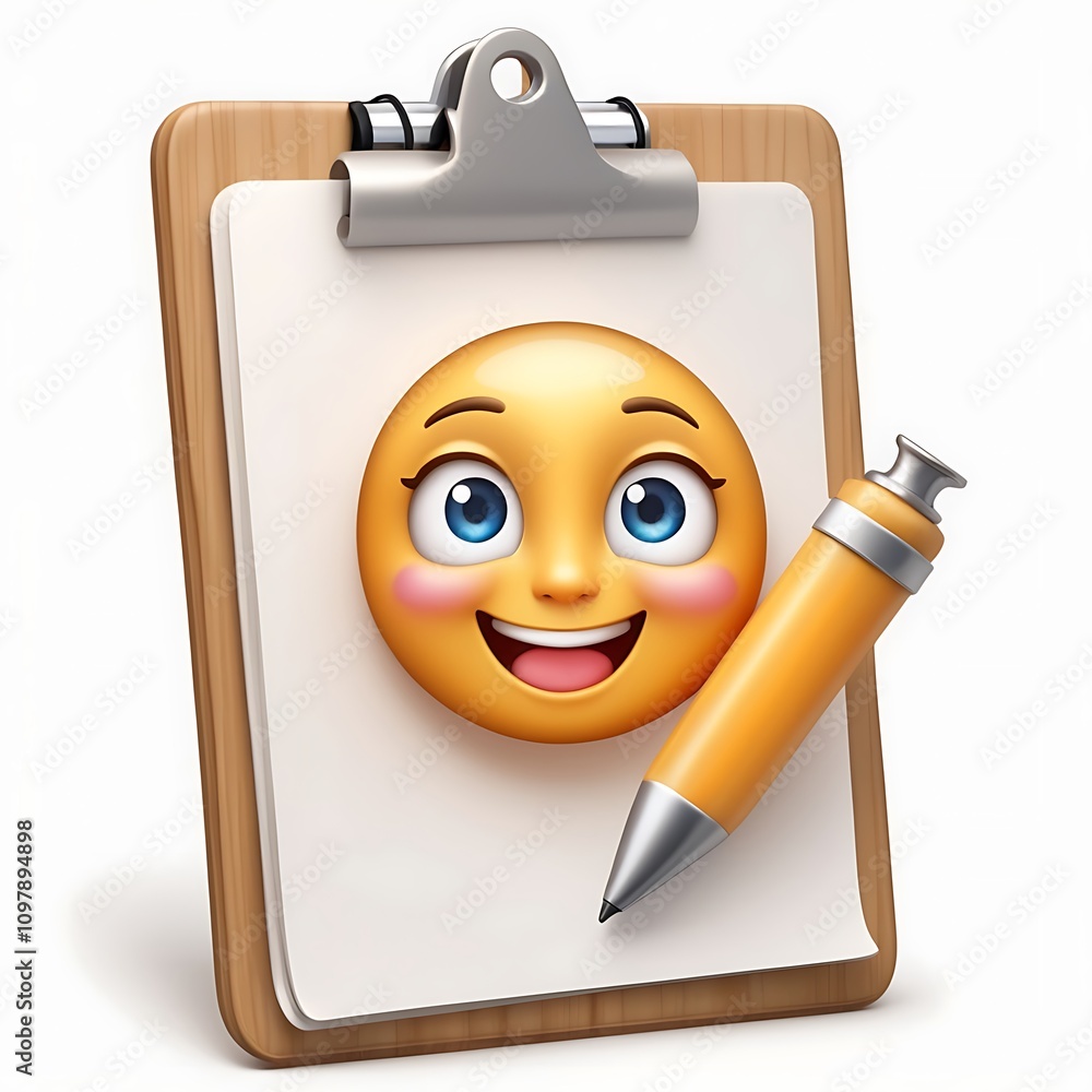 Clipboard Emoji Emoji , white background, cartoon 3d emoji Stock ...