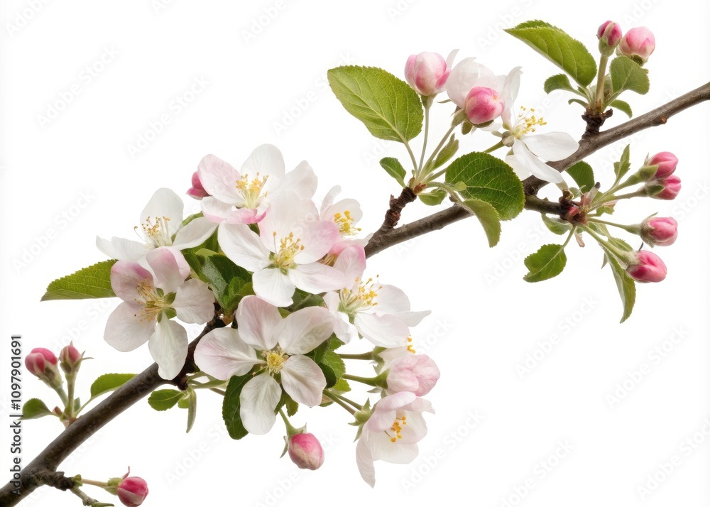 Apple Blossom Branch with Flowers on Transparent Background, Perfect ...