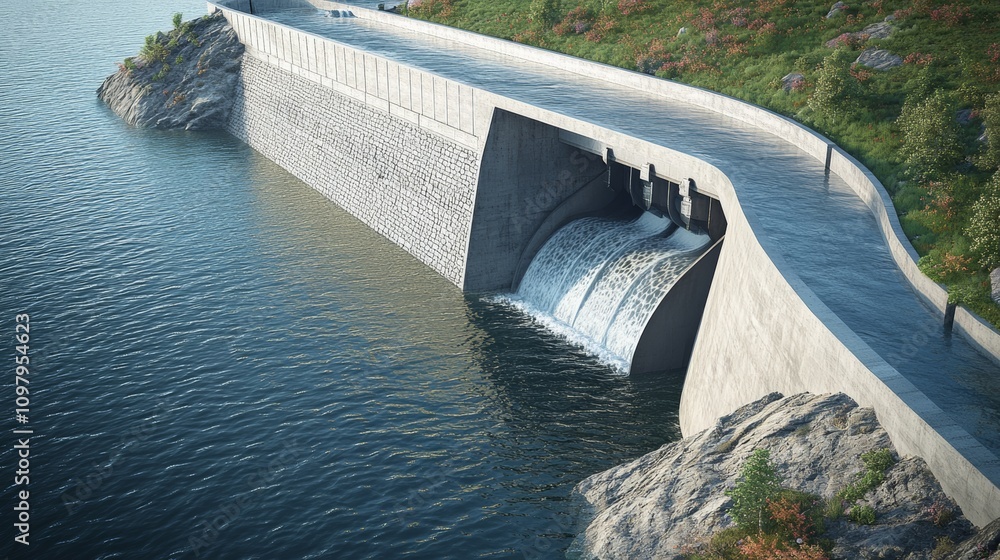 Hydropower innovation with dam and water turbine designs Stock Photo ...