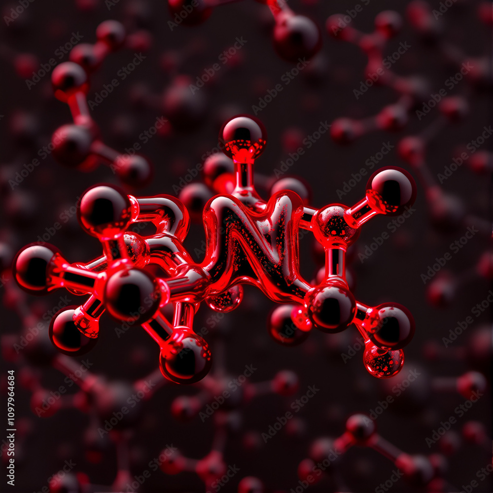 brilliant black bn molecular structure, 3d model molecule, food dye ...