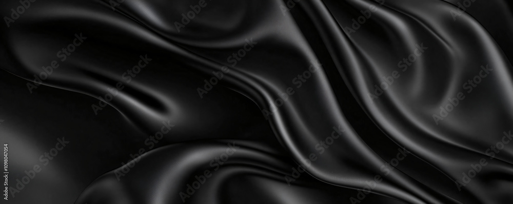 Shiny smooth luxury black satin and silk fabric. Template banner design ...
