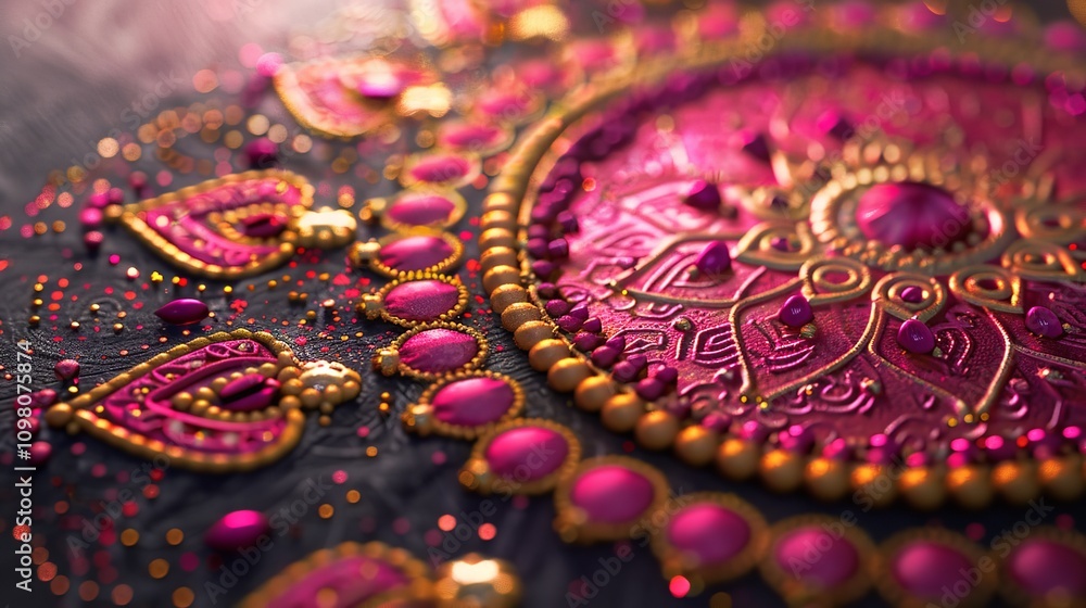 Pink Indian Rangoli Border PNG Transparent 8K Realistic Stock ...