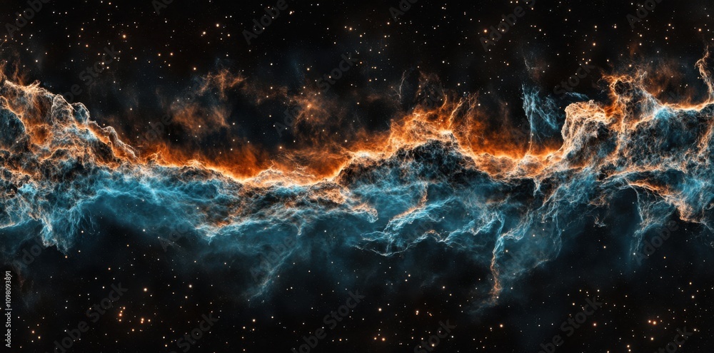 Equirectangular projection of a 360-degree space nebula panorama ...