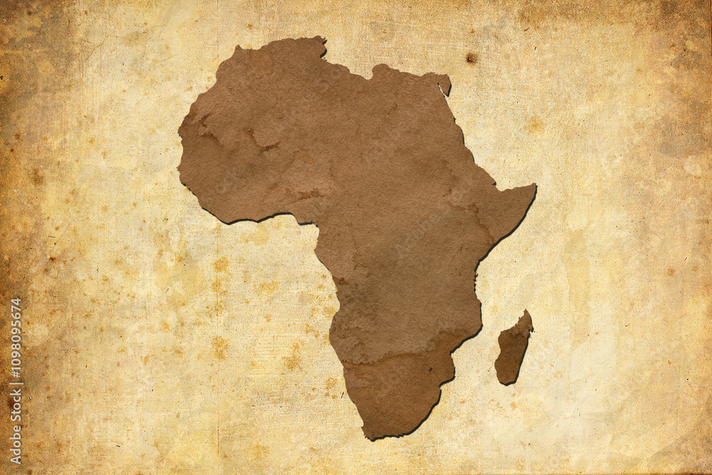 Water stain mark in the shape of the Africa continent map on a ...