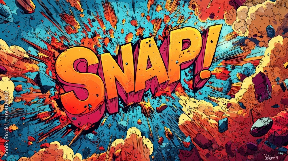 Dynamic pop art style illustration of the word 'SNAP!' with a bold ...