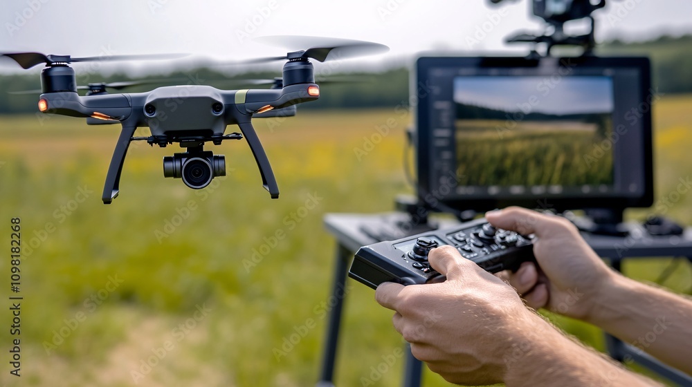 Skilled Drone Operator Fine-Tuning Controls and Analyzing Footage in ...