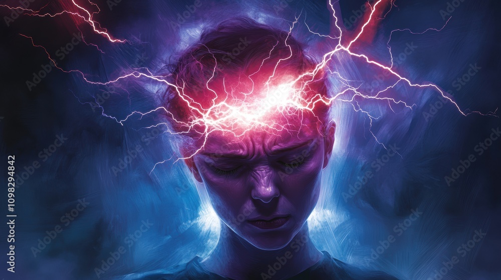 Intense Headache, Migraine, Neuralgia, Brain Pain, Lightning Bolts ...