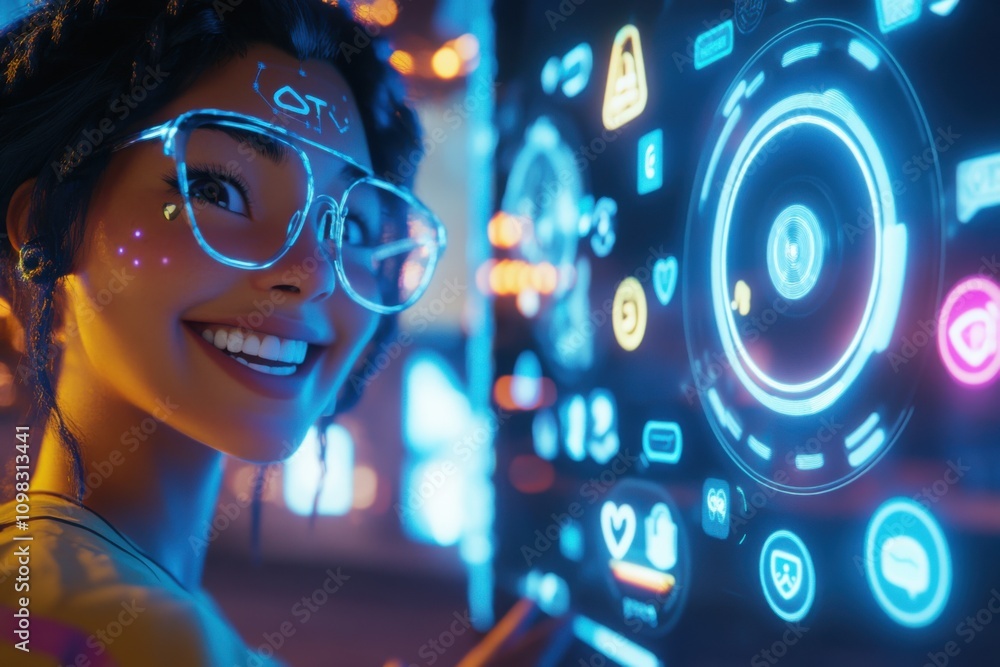 Character using an emote in a social hub with emote wheel UI and chat ...