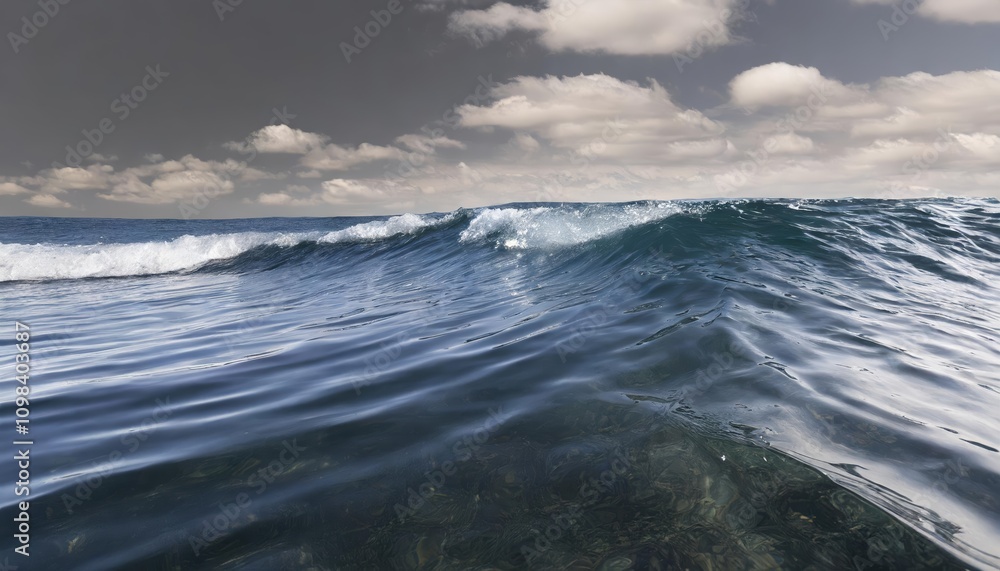 High-quality image of ocean water surface waves, isolated on a ...