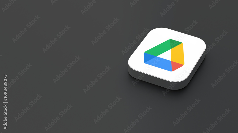 3D-rendered icon of the Google Drive app logo, featuring a sleek ...
