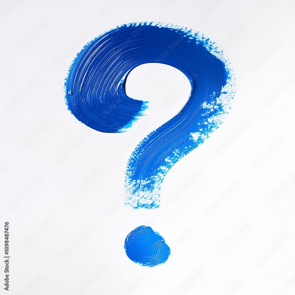 blue brush stroke question mark isolated on white background Stock ...