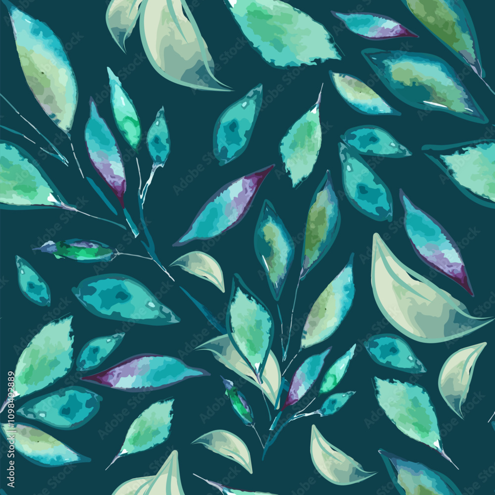 Leafy seamless pattern. Leaf, leaves, green branch textile fabric ...
