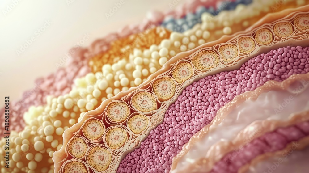 Detailed Illustration of Human Skin Layers in High Resolution ...