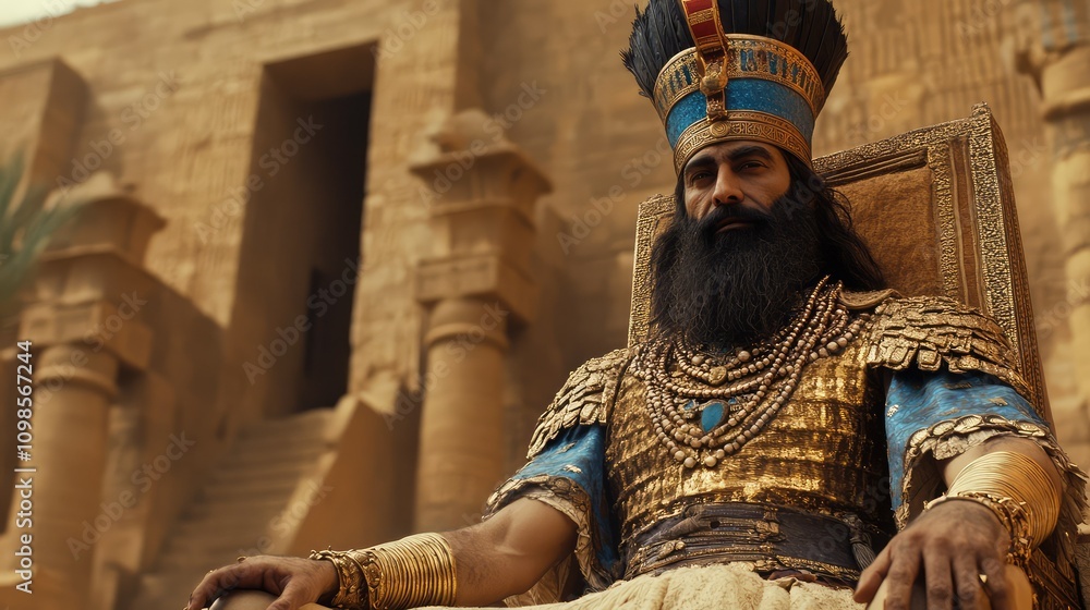 Majestic Representation of Nebuchadnezzar II in Full Royal Regalia ...