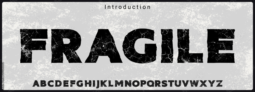 Bold rough sans serif typeface. Alphabet vector font with crack texture ...