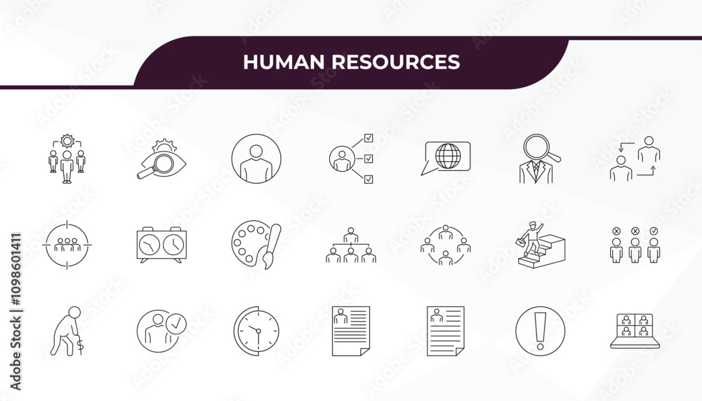 fully editable outline icon collection from human resources concept. thin line icons set such as ...