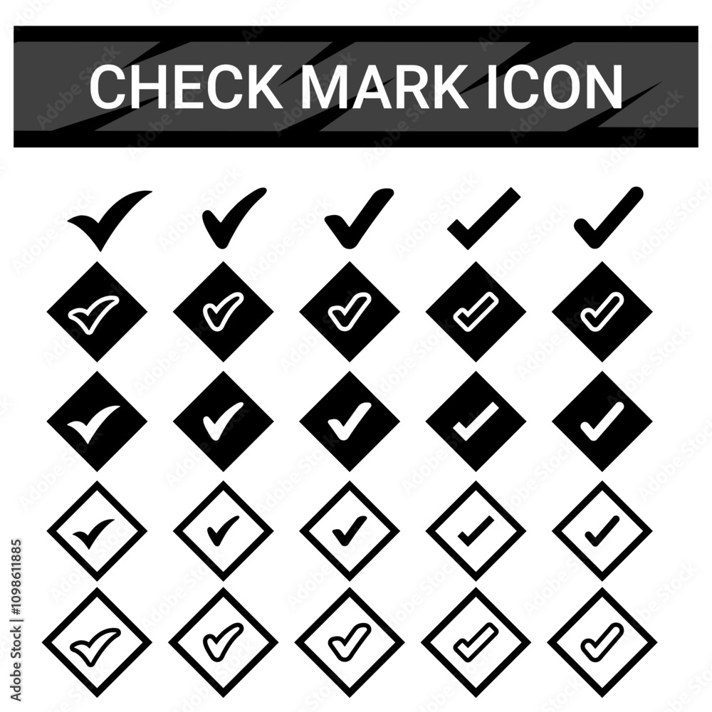 Check Mark, Valid, Yes, Confirmation, Okey, Positive checked, confirm, Acceptance in checklist ...