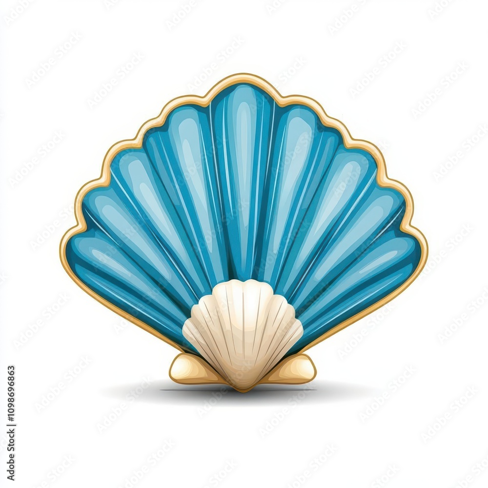 a modern seashell clipart, vector outline, soft colors, isolated on ...