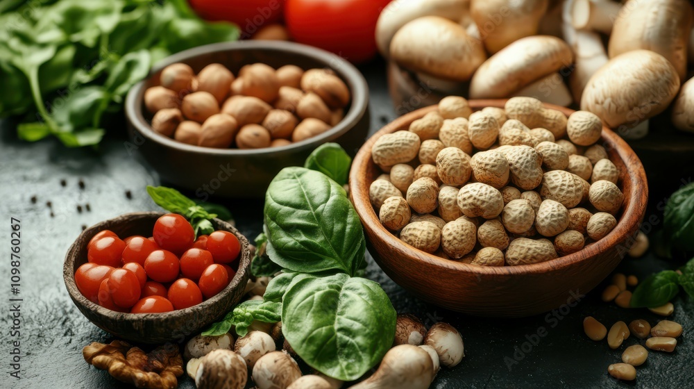 Nutritious foods high in vitamin B3 niacin featuring the molecular ...