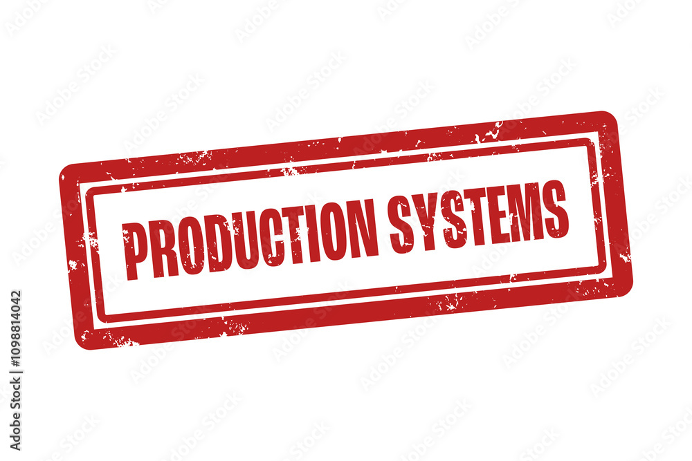 Production Systems. A red stamp isolated on white background. Stock ...