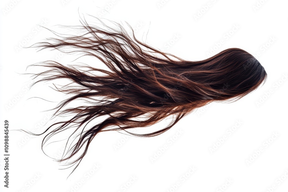 Long straight wig hair style with a falling explosion Brown wig of a ...