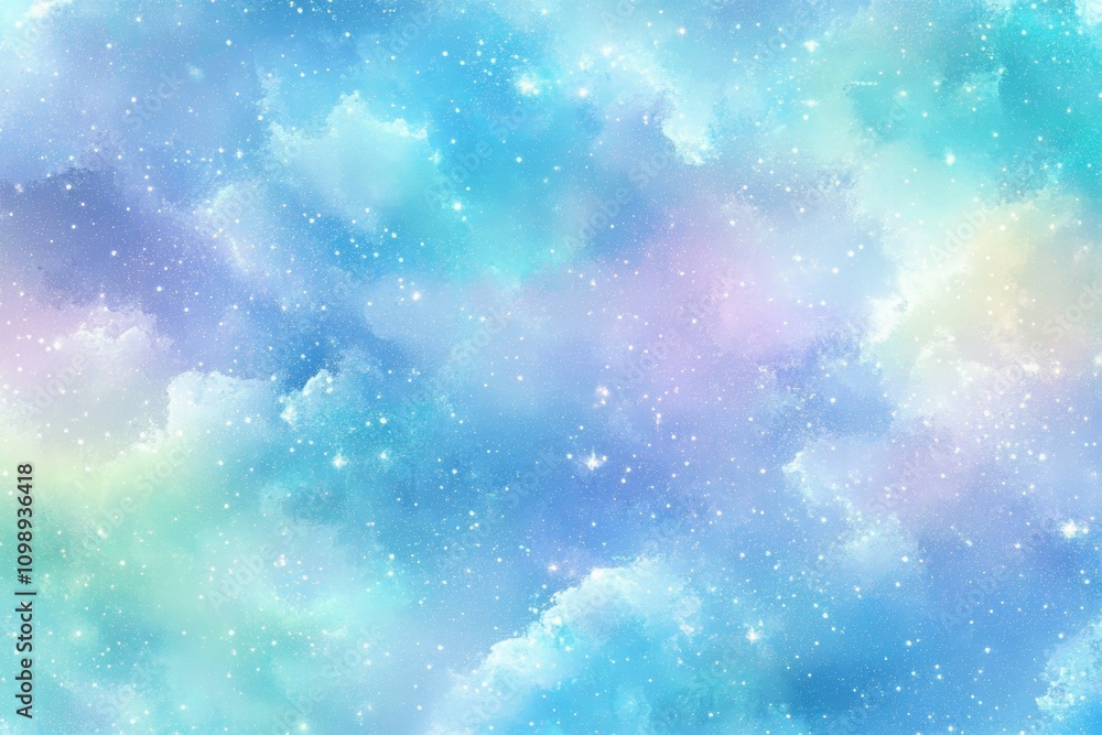Fantasy Starry Sky Mint Green Pastel Background for Magical Cosmic ...