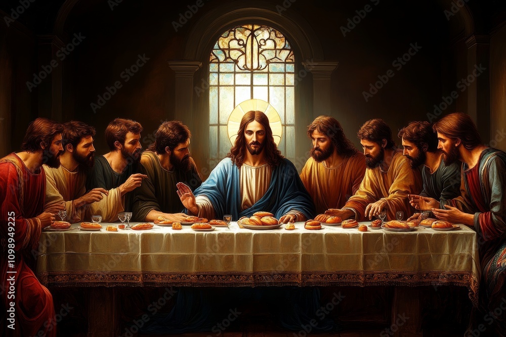 Last Supper of Jesus Christ with Disciples at Jerusalem, Christian ...