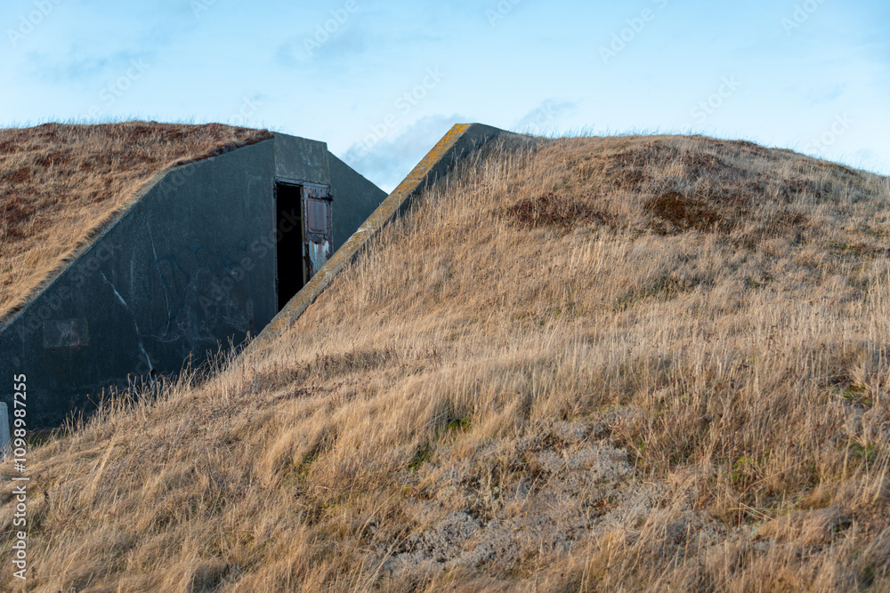 Foto de Stock A vintage American World War II bunkers with concrete ...