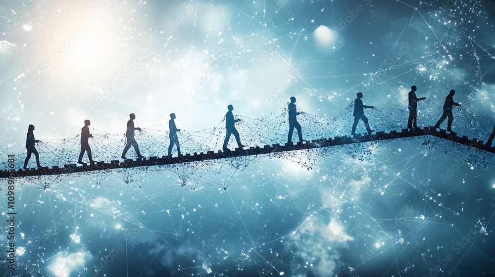 115.HR professionals are constructing a symbolic bridge with floating ...