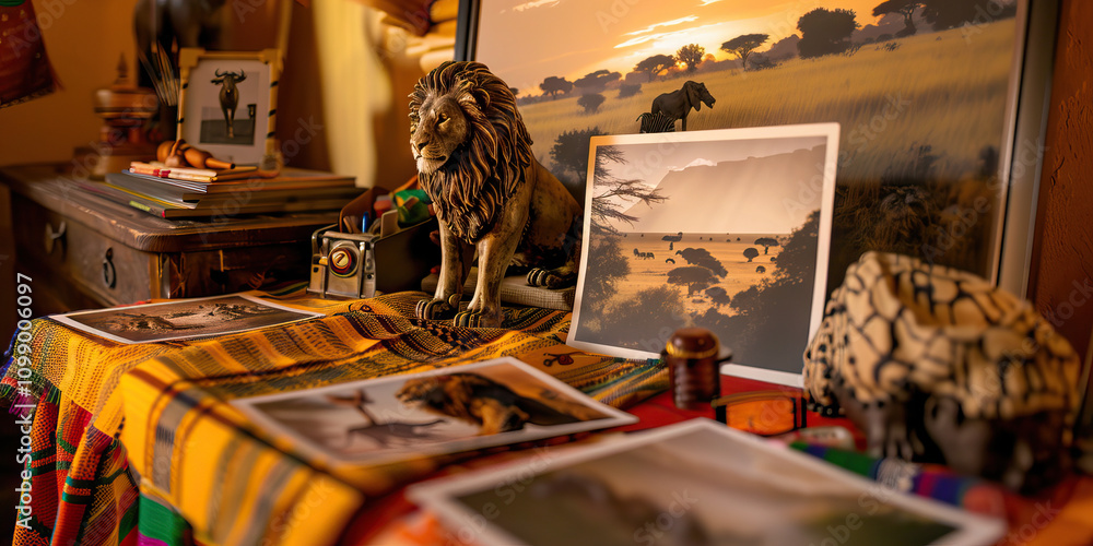Lush African Safari Desk: An adventurous desk adorned with photos and ...
