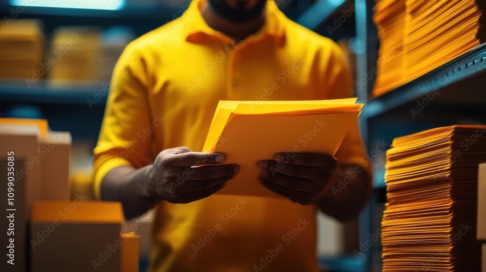 e-commerce product catalog inventory management Concept. A person in a ...