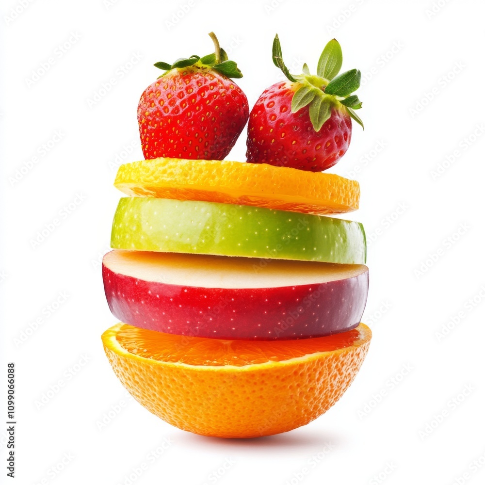 build a fruit with a mix of slices one above the other, including ...