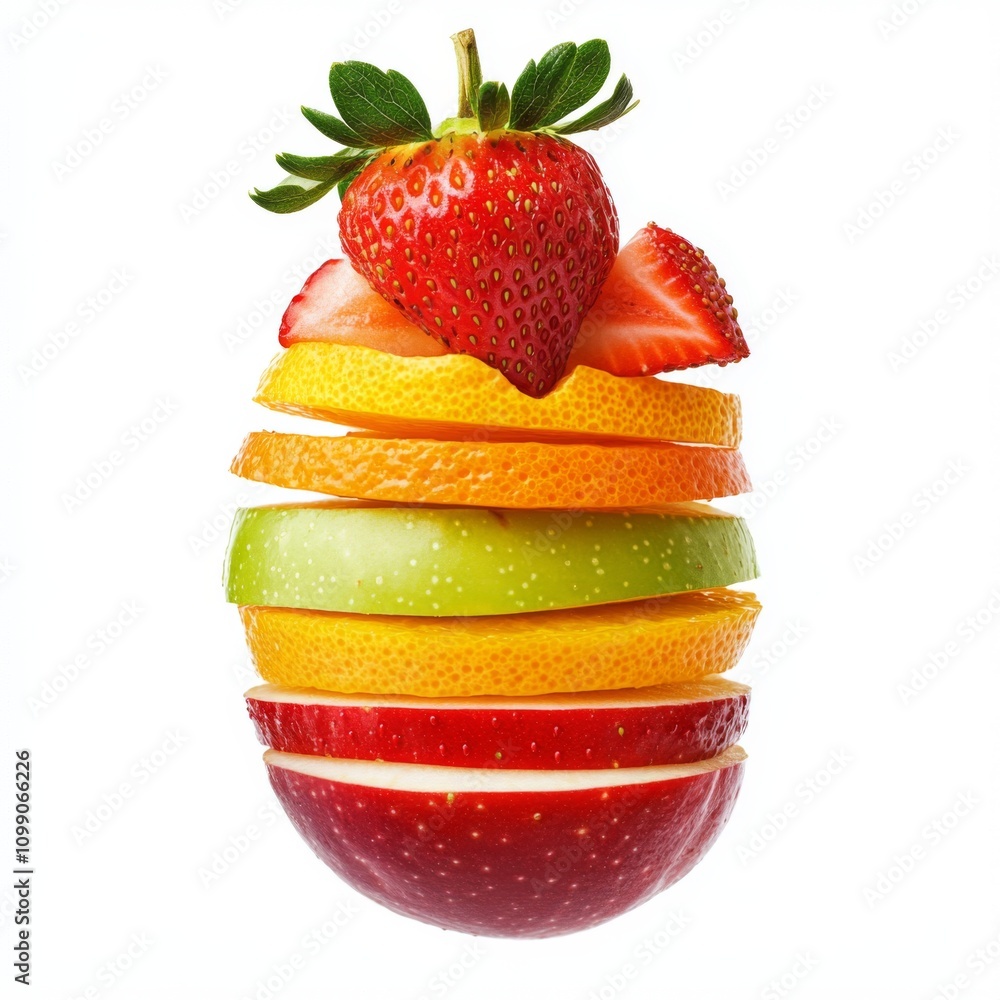 build a fruit with a mix of slices one above the other, including ...
